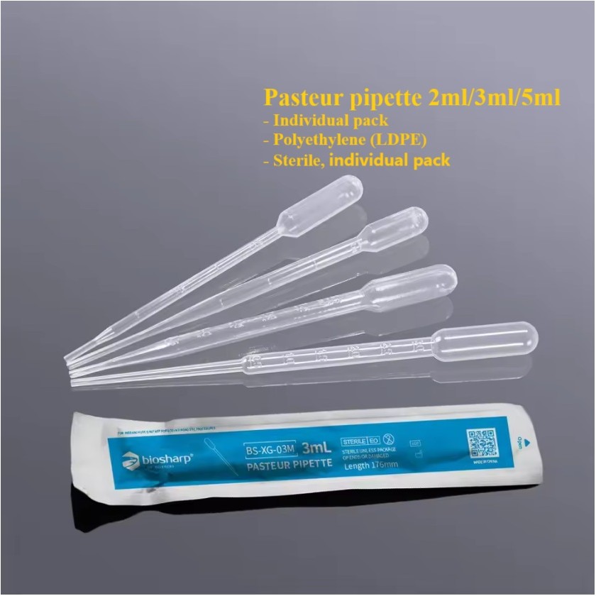 Pipet pasteur nhựa chia vạch, thể tích 2ml/3ml/5ml, 1cái/gói, hãng ...
