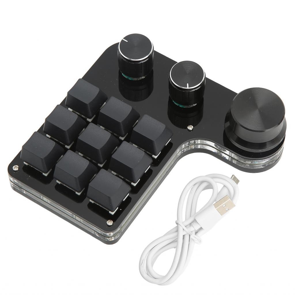 Coo Mini Gaming Keypad 3 Knobs RGB Backlit Programmable 9 Key Set ...