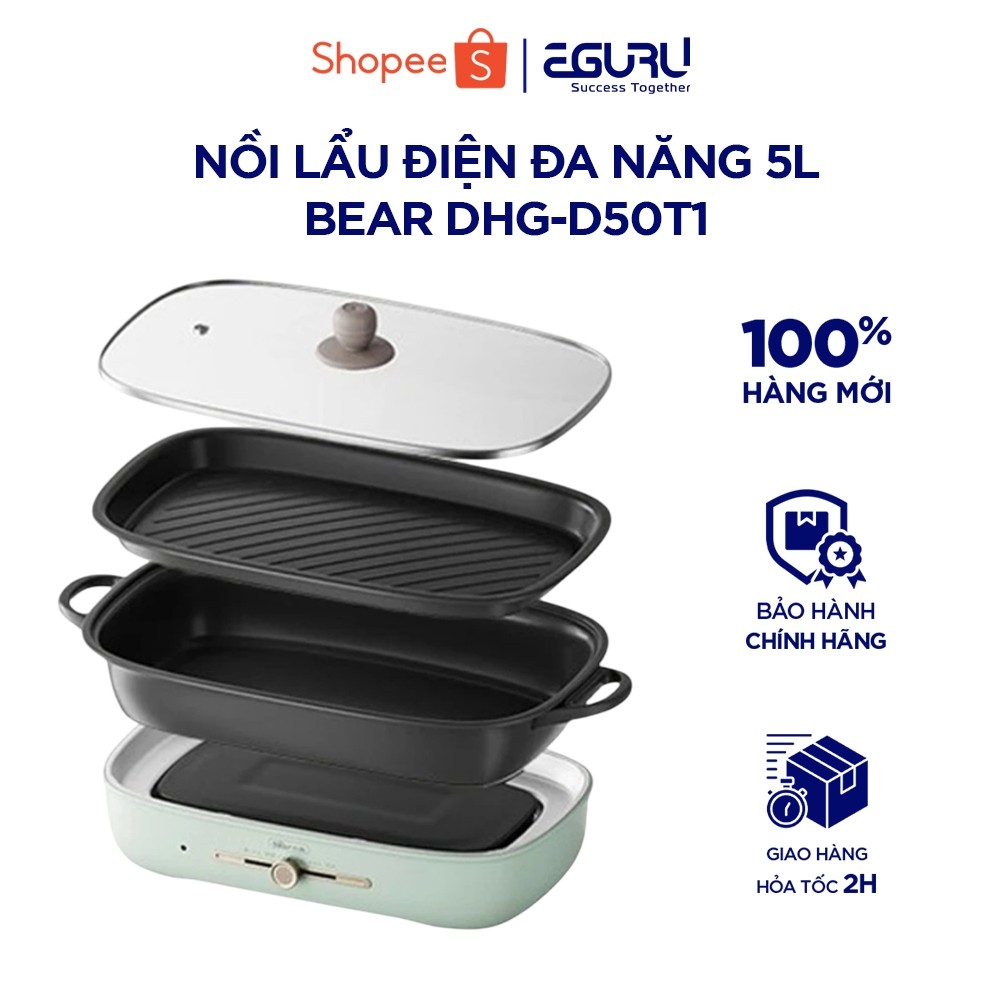 Nồi Lẩu Nướng Đa Năng 5L Bear DHG-D50T1 1800W, Làm Nóng Nhanh, Bảo Hành 18 Tháng, Hàng Chính ...