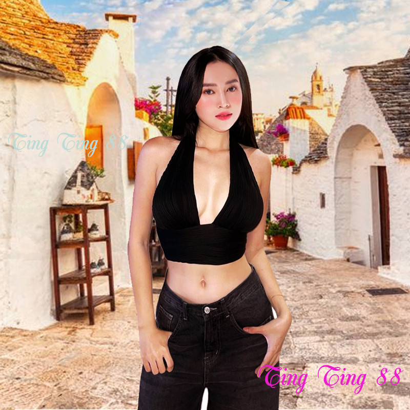 Áo Croptop Nữ Kiểu Thiết Kế 2 Dây Cột Lưng Vải Cao Cấp Co Gĩan Đi Chơi Đi Du Lịch Ting Ting 88 ...