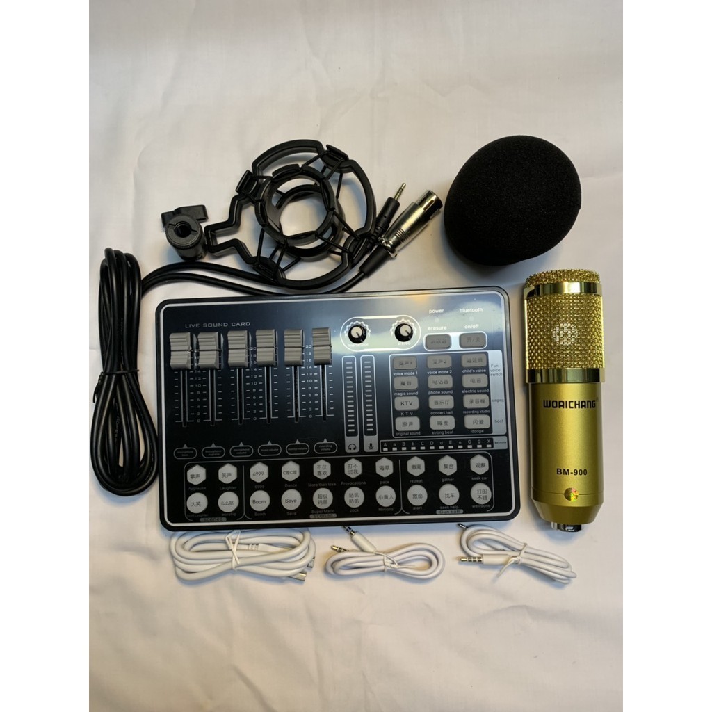 Combo livestream sound card h9 bletooth mic thu âm bm 900 thế hệ mới đủ ...