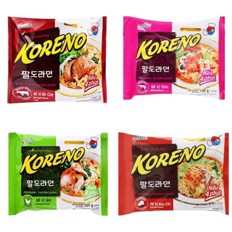 THÙNG 24 GÓI MÌ KORENO VỊ BÒ CAY/ GÀ/ TÔM/ KIM CHI/ NẤM | Shopee Việt Nam