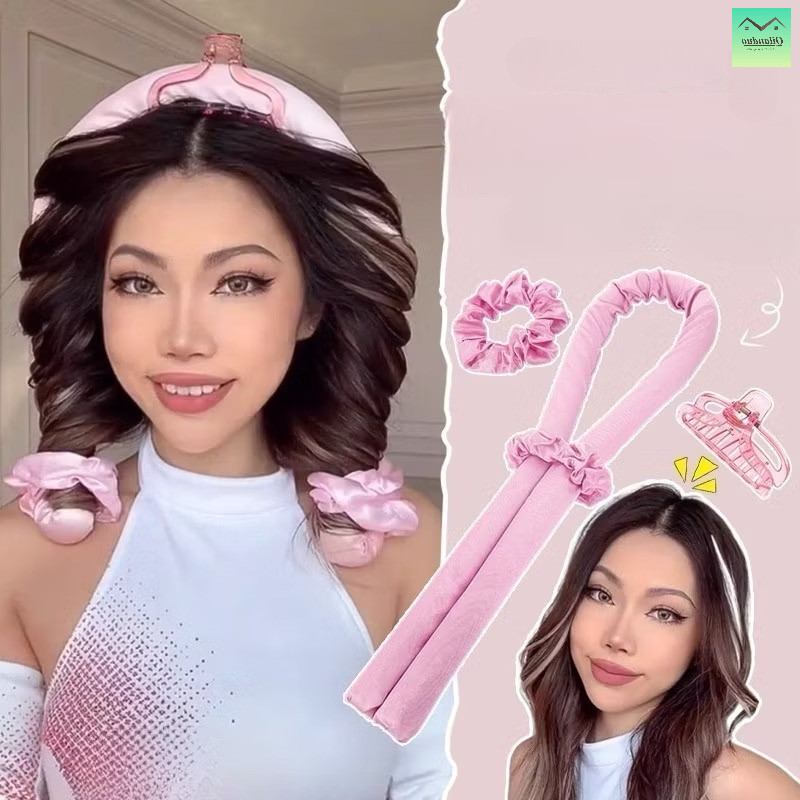Bộ Thanh uống tóc xoăn sóng + 2 món kẹp tóc + dây chun, uốn tóc không ...