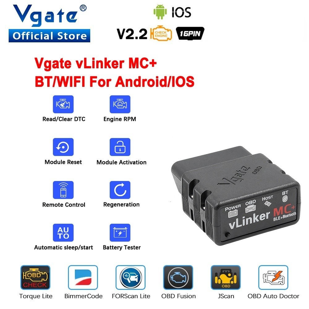Máy quét chẩn đoán lỗi động cơ Vgate MC 327 OBD 2 OBD2, Thích hợp cho iOS PK obdlink Elm 327 V 1 ...