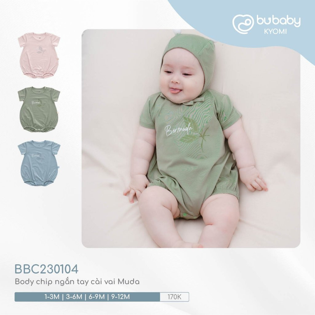 Bubaby BBC230104 Bodychip ngắn tay cài vai Muda cho bé sơ sinh từ 1 đến ...