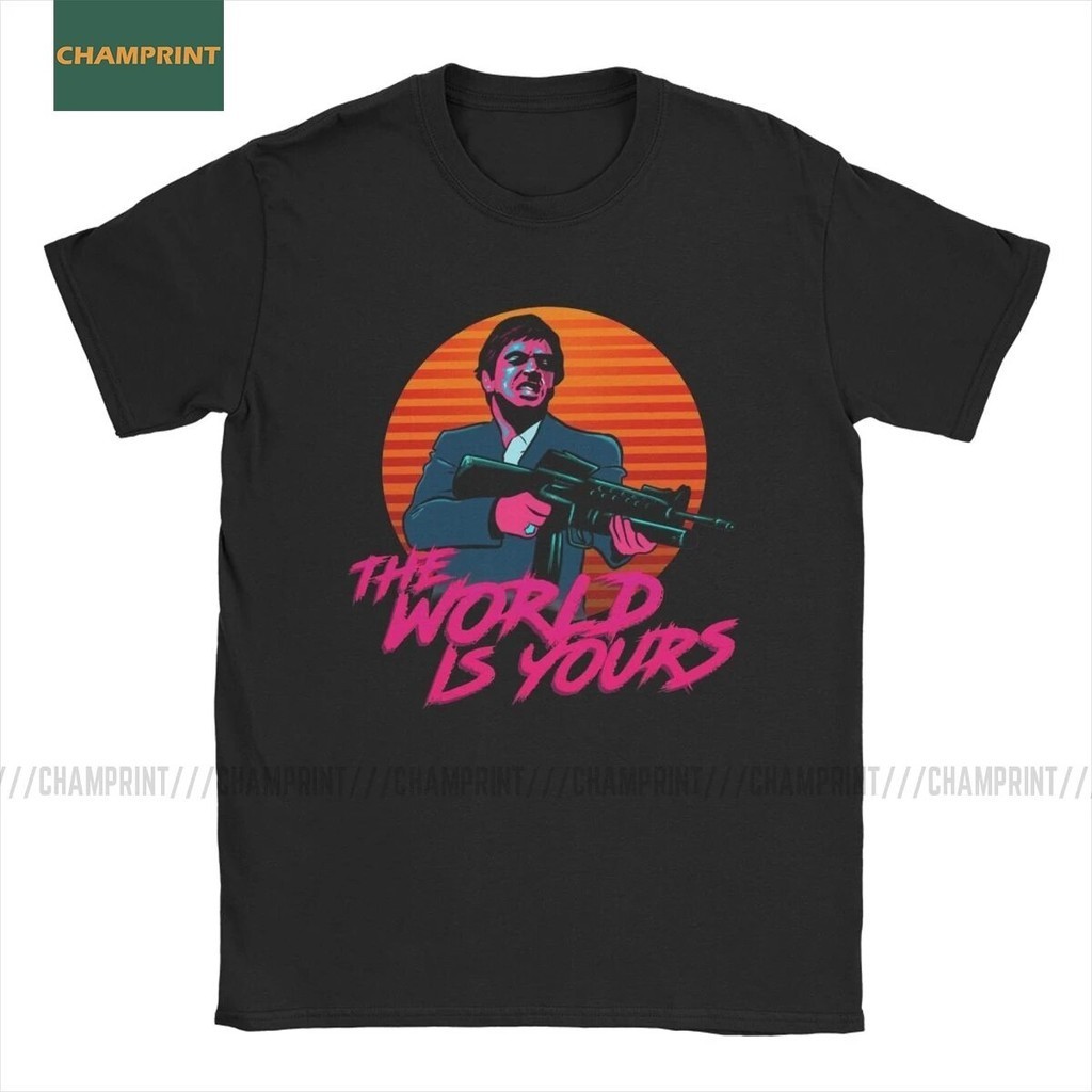 The World Is Yours Scarface Men T Shirts Tony Montana Movie Big Guns ...