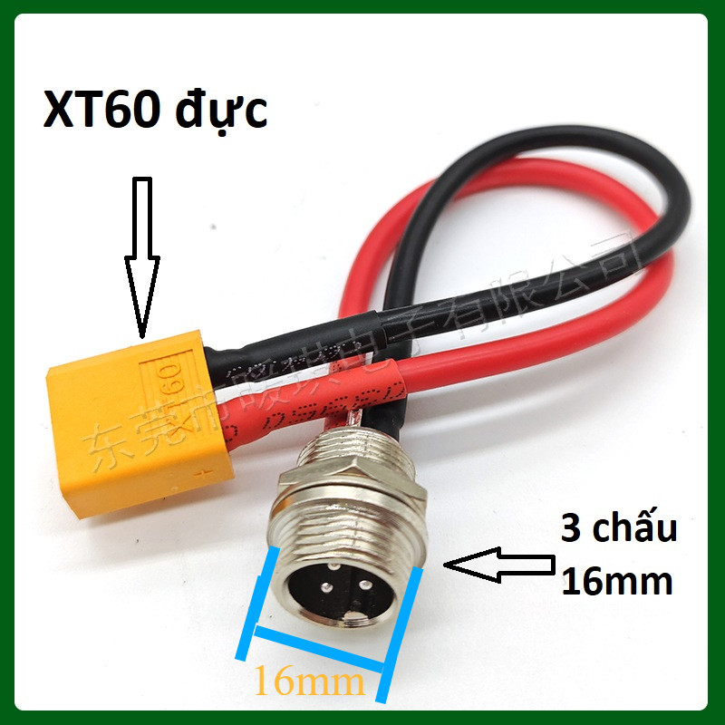 Jack sạc 3 chân GX16-3P sang XT60 hàn sẵn dây 16AWG 10cm chịu tải dòng cao | Shopee Việt Nam