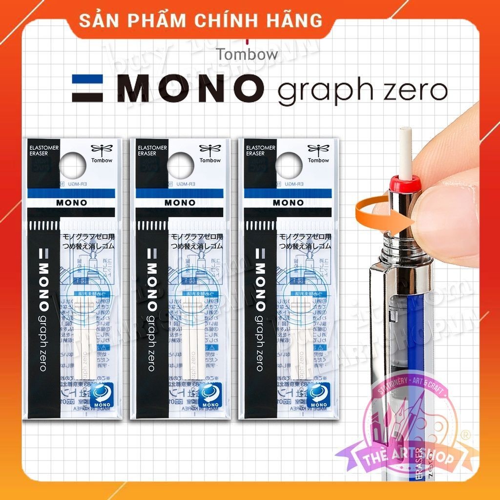 (HOẢ TỐC) Ruột gôm tẩy thay thế bút chì cơ khí Tombow Mono Graph Zero (Túi 3 ruột) THEARTSHOP ...