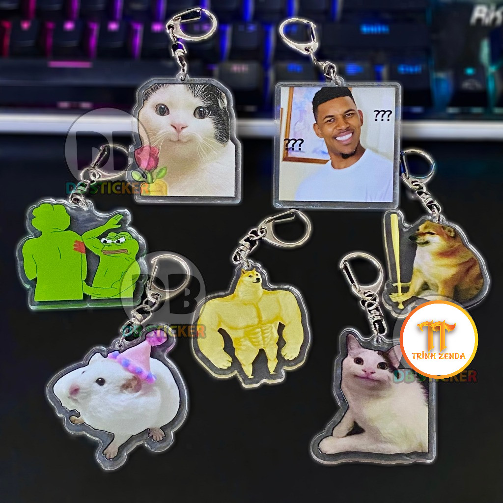 Móc Khóa Meme Hình Cheems Mèo Ếch Ngộ Nghĩnh Nhựa Acrylic Hai Mặt Đáng ...