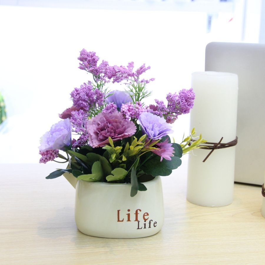 [HF026] Hoa giả trang trí để bàn, hoa tử đinh hương - chậu hoa Life ...