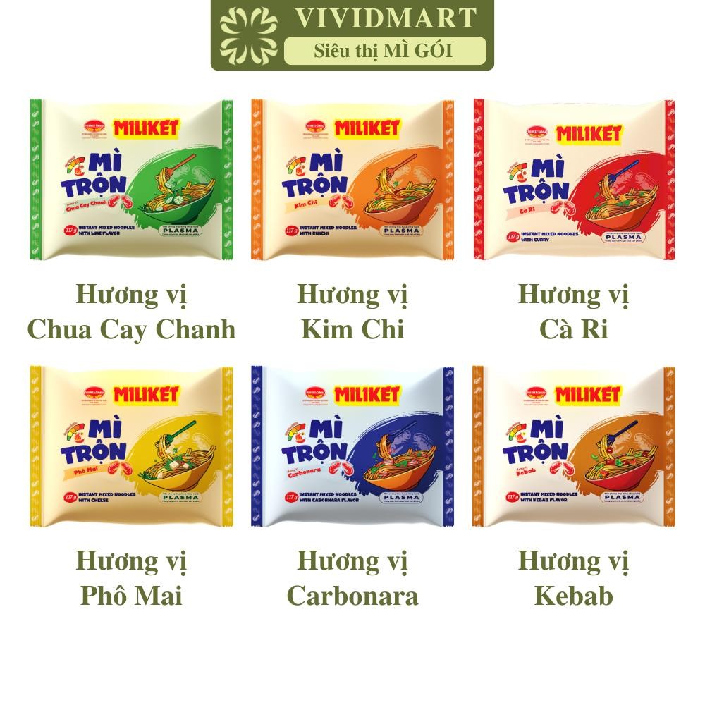 [GÓILẺ]- COLUSA - Mì trộn Miliket 6 vị: Chua cay chanh, Kim chi, Cà ri, Phô mai, Carbonara ...