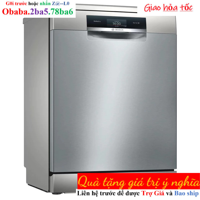 Sale-MÁY RỬA BÁT BOSCH SMS8YCI01E SERIE 8 SẤY ZEOLITH, DUNG TÍCH 14 BỘ, 8 CHƯƠNG TRÌNH RỬA THÔNG ...