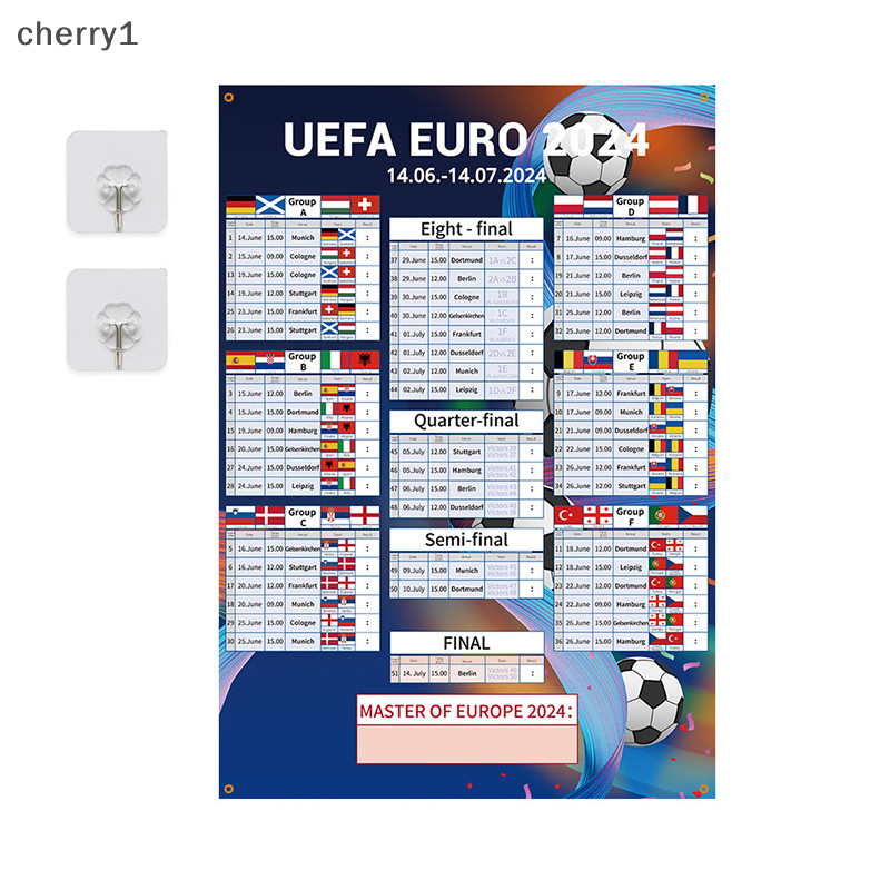 [Cherry1] 2024 Euro Soccer Wall Chart Lịch trình Poster Đức Euro Soccer ...