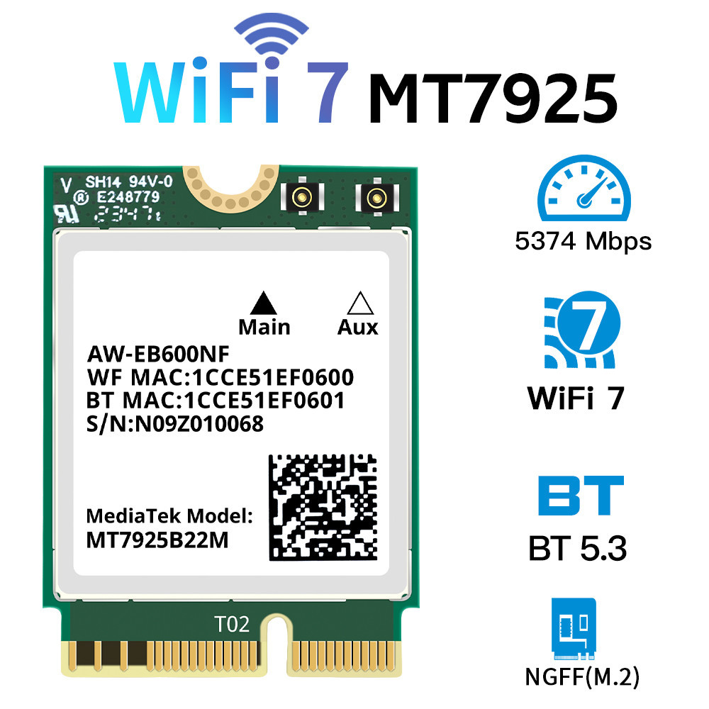 Wi-fi 7 MT7925 M.2 Wireless Lan Card 5400Mbps key E 2.4G 5G 6G BT5.3 Card mạng Wifi Adapter ...