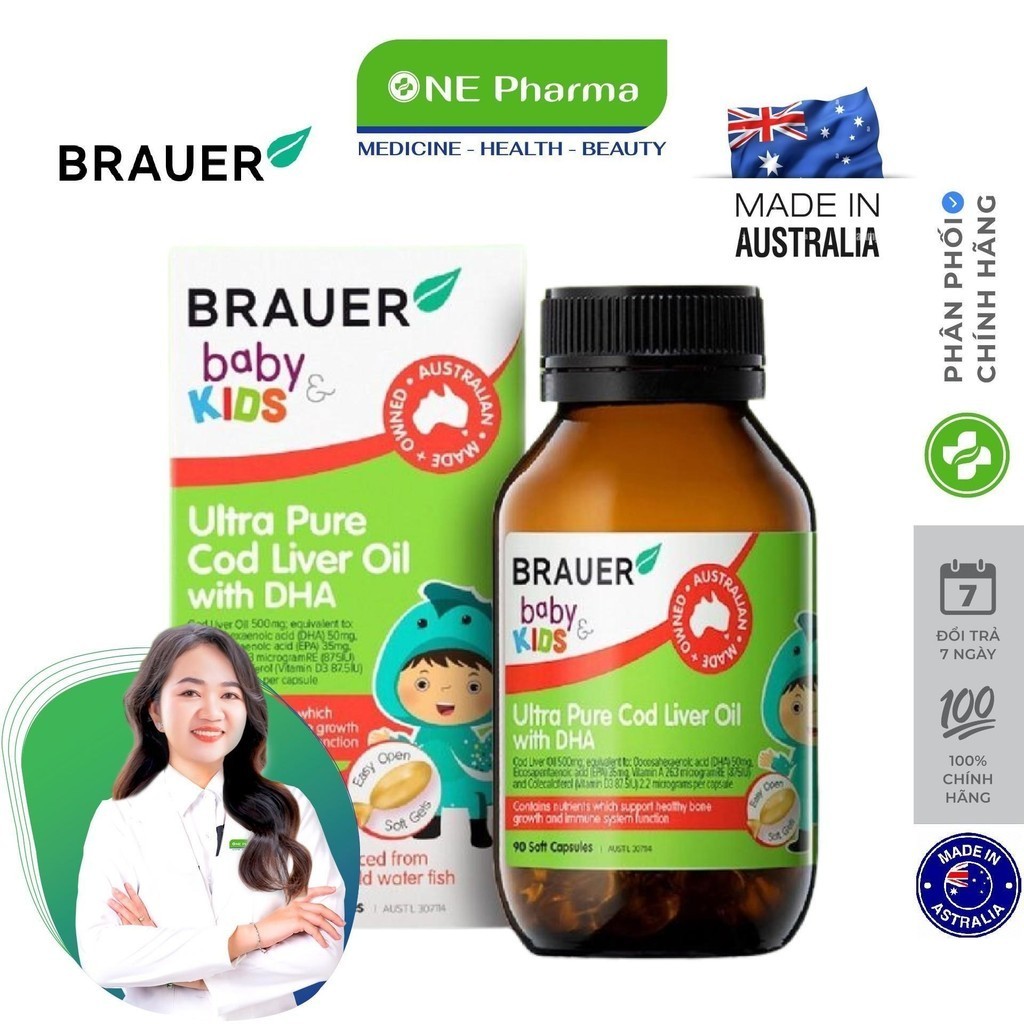 Viên uống DHA BRAUER Baby & Kids Ultra Pure Cod Liver Oil with 90 viên ...