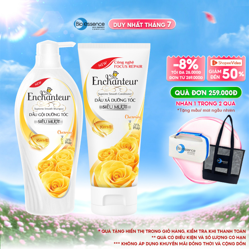 Combo Dầu gội và Dầu Xả Enchanteur Kera-B5 Charming dưỡng tóc siêu mượt ...