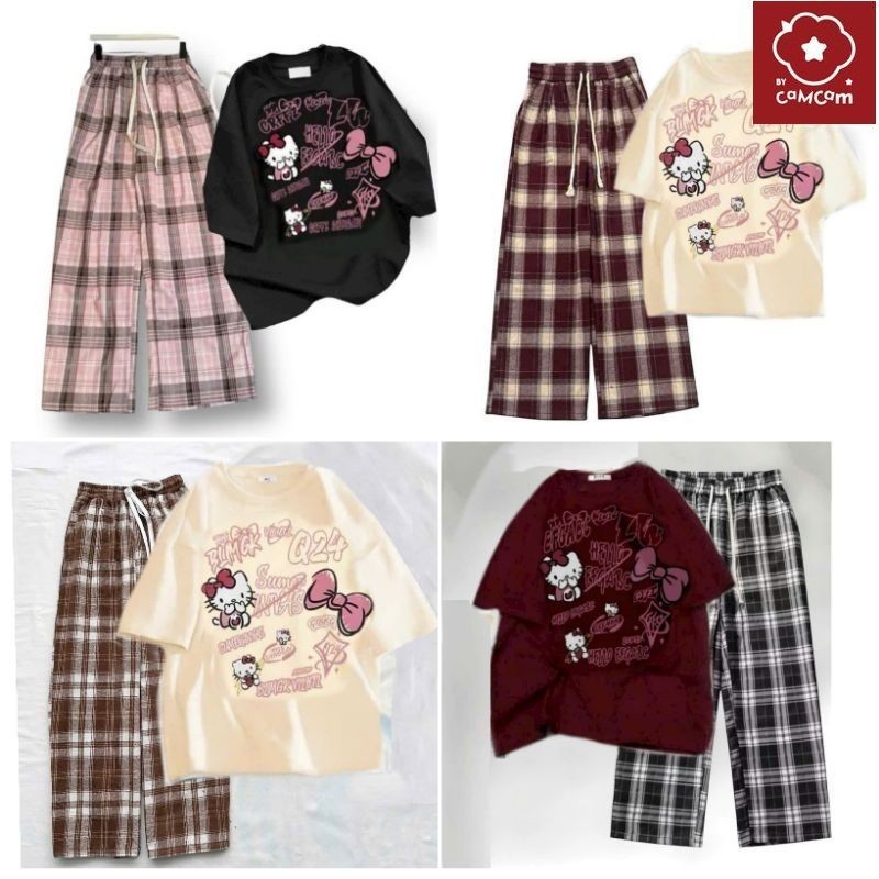 Tổng Hợp Các Sét Quần Ống Rộng + Mix Kèm Áo Phông hình MÈO Hê Lô Kít TYY -BYCAMCAM SHOP | Shopee ...