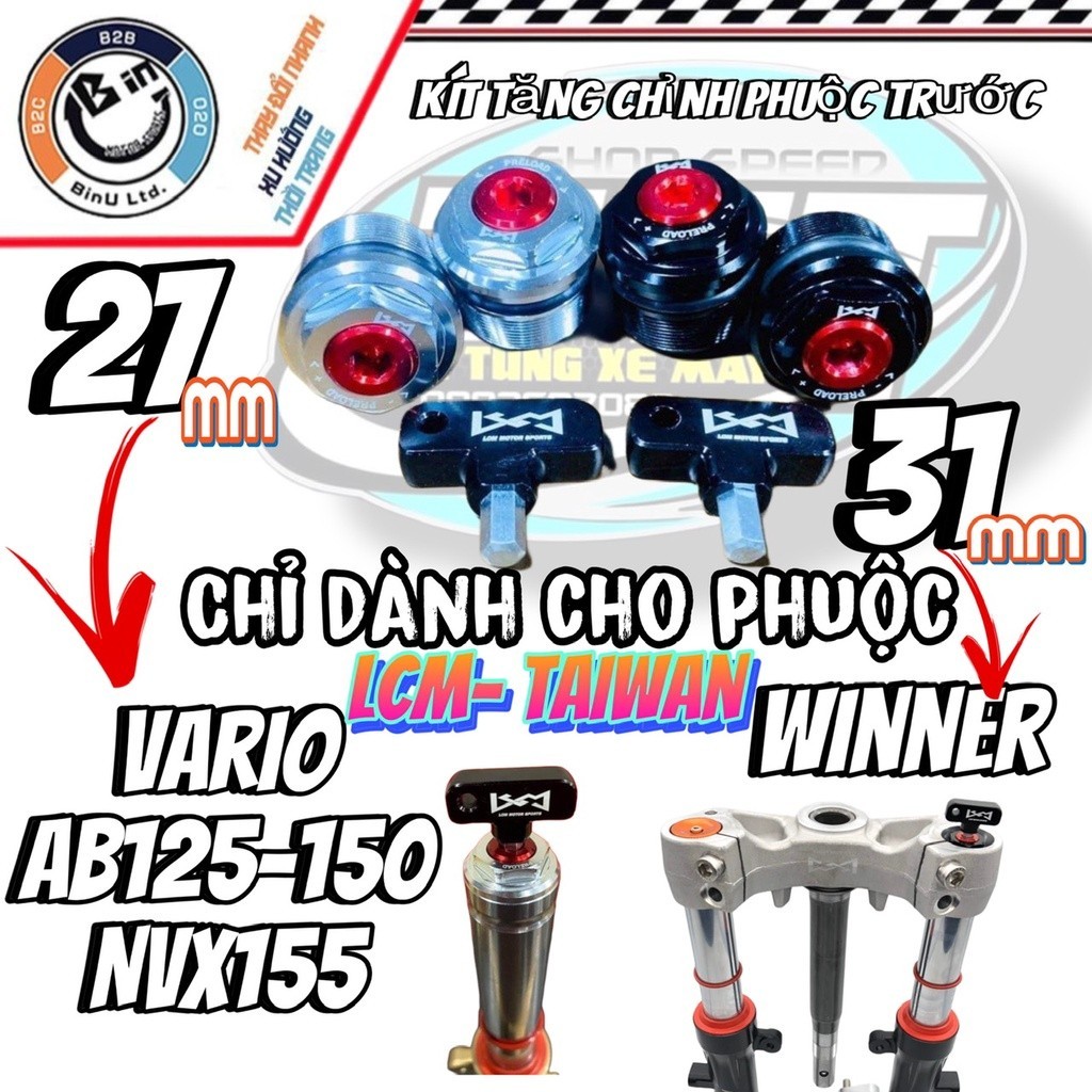 KIT LCM núm CNC tăng chỉnh nặng nhẹ phuột trước size 27 - 31 mm ...