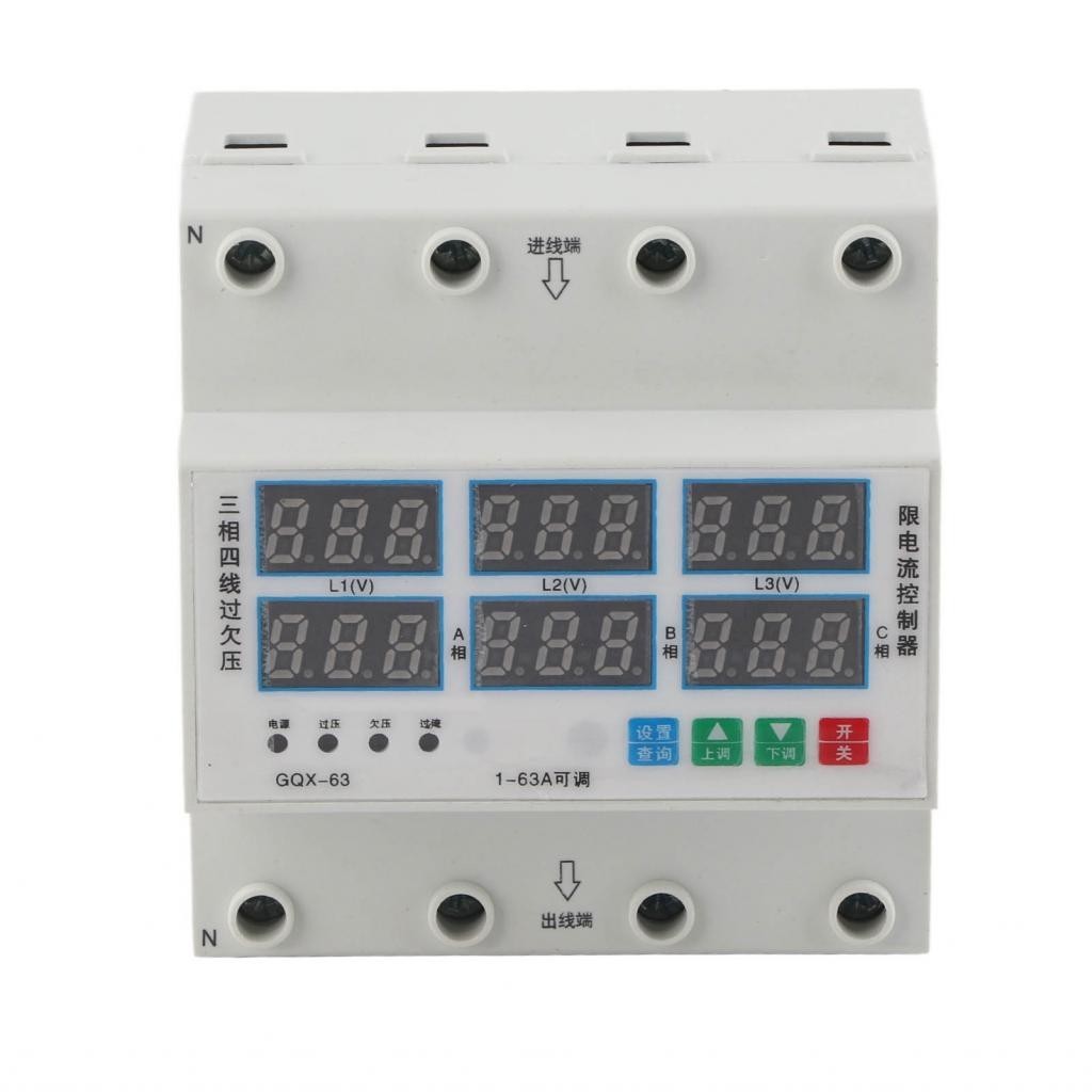 Treee 3 Phase DIN Rail Voltmeter Ammeter Overvoltage Undervoltage ...