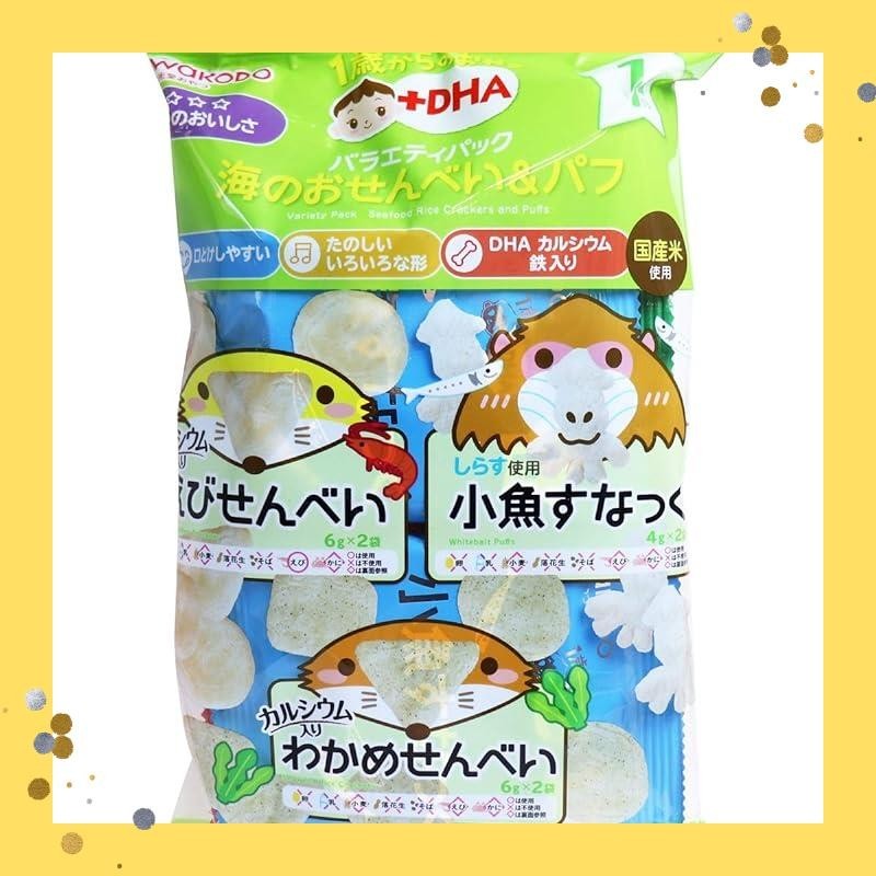 Wakodo Snack + DHA Variety Pack Sea Seaweed & Puff x 6 pieces [From 1 ...