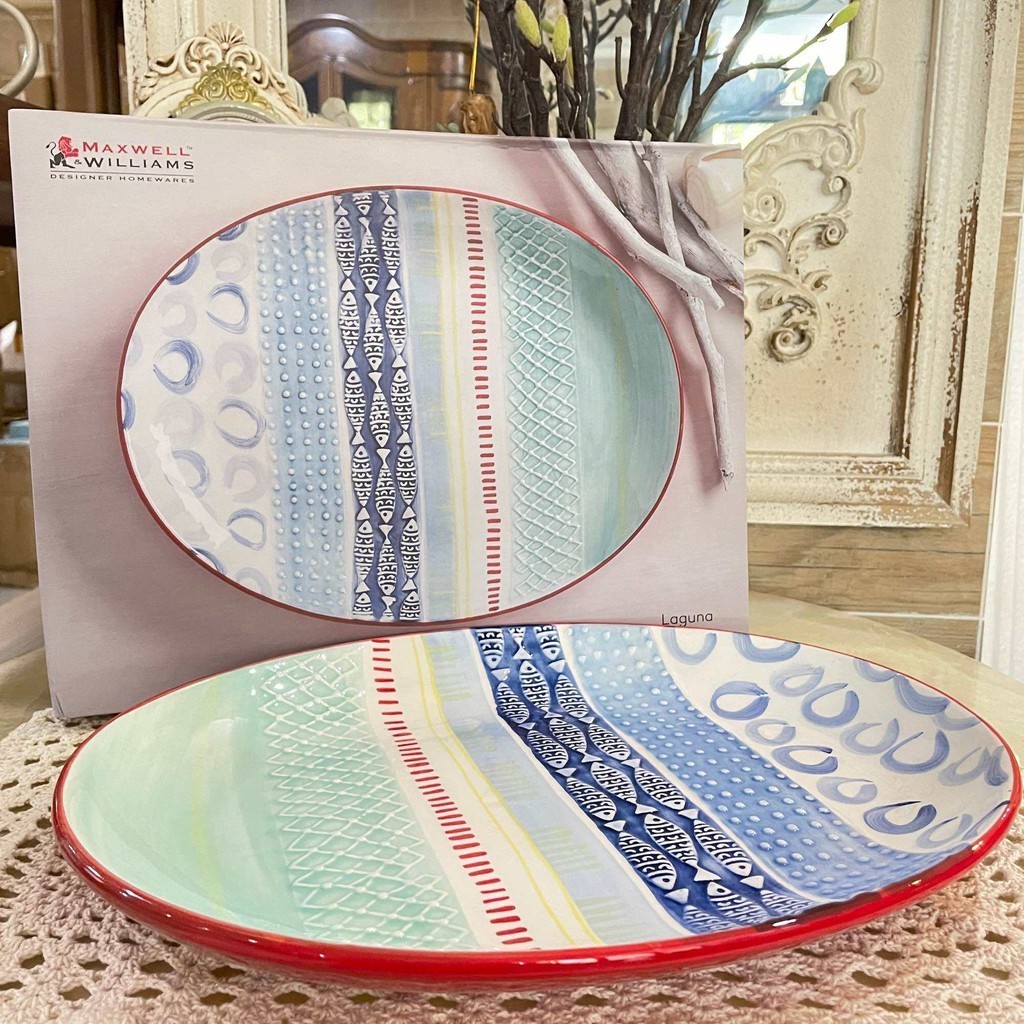 Dĩa Laguna xanh kiểu lớn phong cách biển cả , đơn giản -Large blue ...