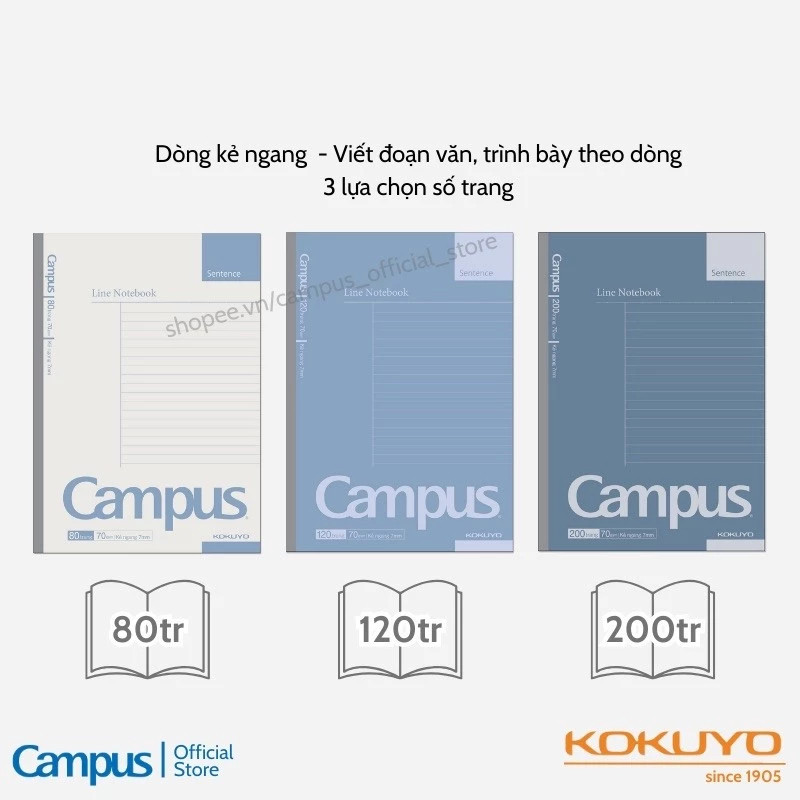 Vở Gáy Keo kẻ ngang 80, 120, 200 trang Campus Basic Notebook (Giao màu ...