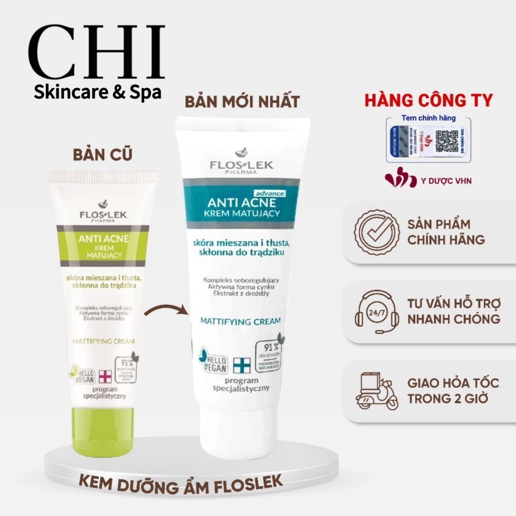 (CHÍNH HÃNG) Kem Dưỡng Kiềm Dầu FLOLEKS Anti Ance Mattifying Cho Da Dầu Mụn - 40ml/50ml Chi ...
