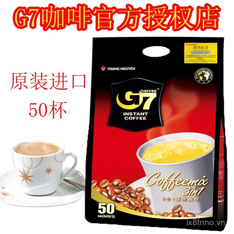 Bột cà phê hòa tan G7 3 trong 1 nhập khẩu từ Việt Nam, 50 gói nhỏ, túi 800G, phiên bản quốc tế ...