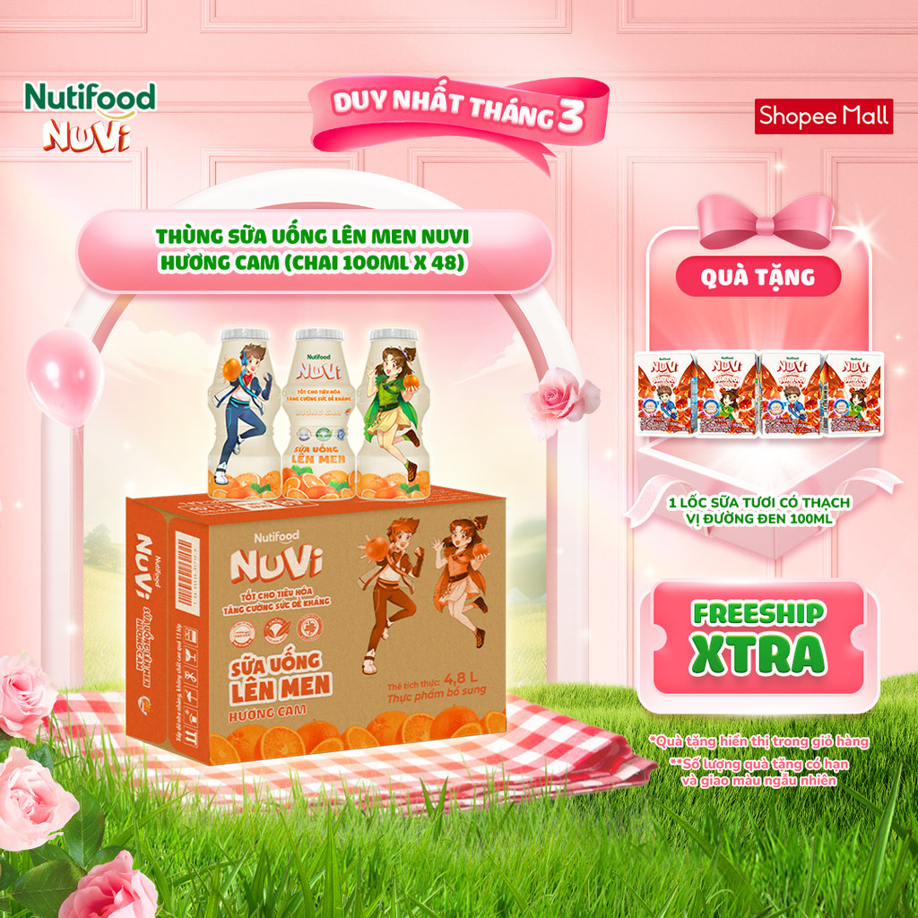 Thùng Sữa Uống Lên Men NuVi Vị Cam 100ml (100ml x 48) | Shopee Việt Nam