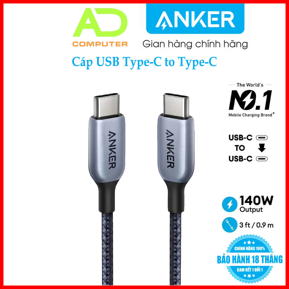 Cáp USB Type-C to Type-C Anker 765 Nylon Cable 140W 0.9m A8865 - Hàng ...