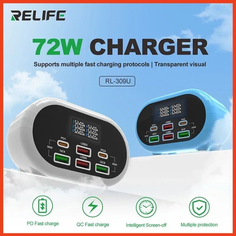 Sạc Nhanh 6 Cổng RELIFE RL-309U - Sạc Đa Thiết Bị (PD&QC 3.0) | Shopee ...