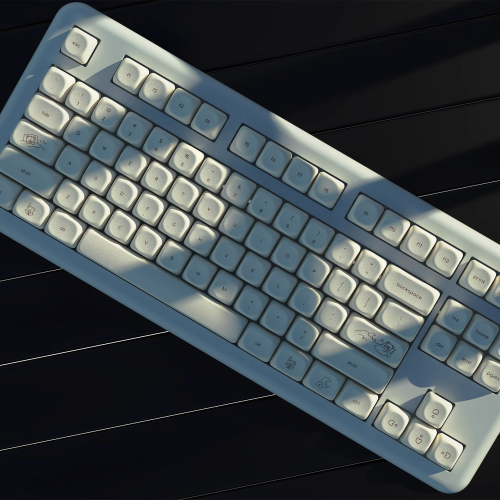 Milky White Bear Keycap 125 Phím MOA Profile PBT Dye Thăng hoa Keycaps ...
