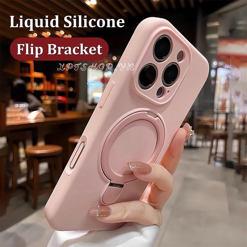 Flip Bracket Vỏ Điện Thoại Silicon Lỏng Từ Tính Cho iPhone 16 Pro Max ...