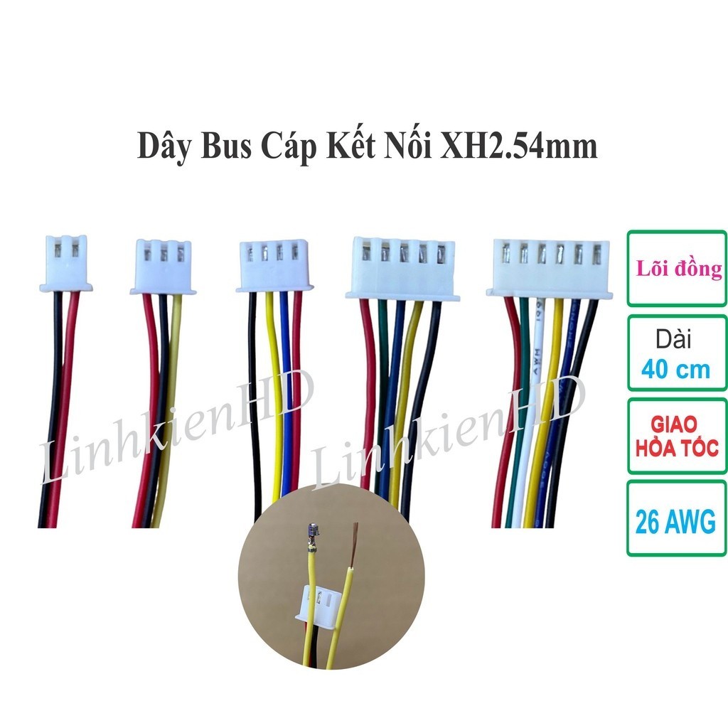 Dây bus cáp kết nối điện XH2.54mm 2pin-3pin-4pin-5pin-6pin dài 40 cm ...