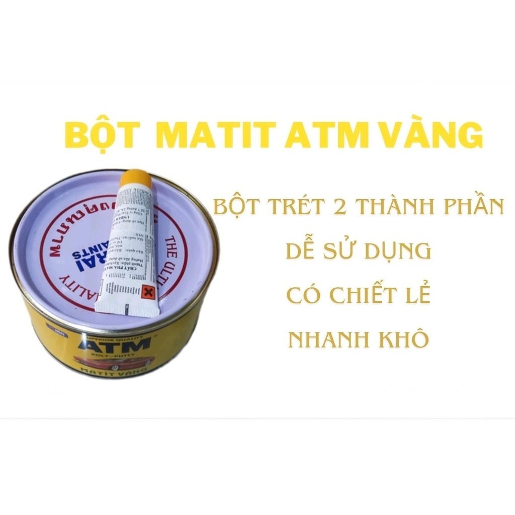 Bột trét, bột matit đa năng atm vàng 2 thành phần có triết lẻ (100g, 200g, 1000g) có cứng ...