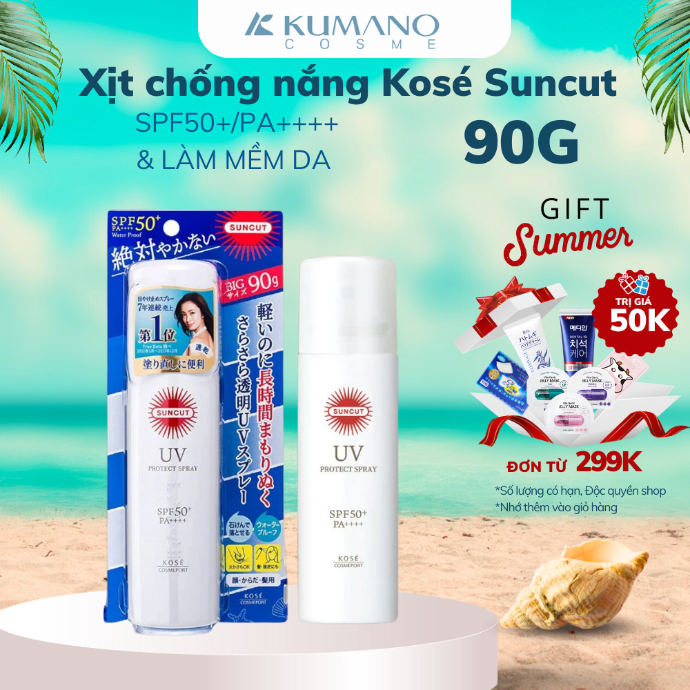 Xịt Chống Nắng Kosé Cosmeport Suncut UV Protect Spray SPF 50+PA++++(90g) - Kumano | Shopee Việt Nam