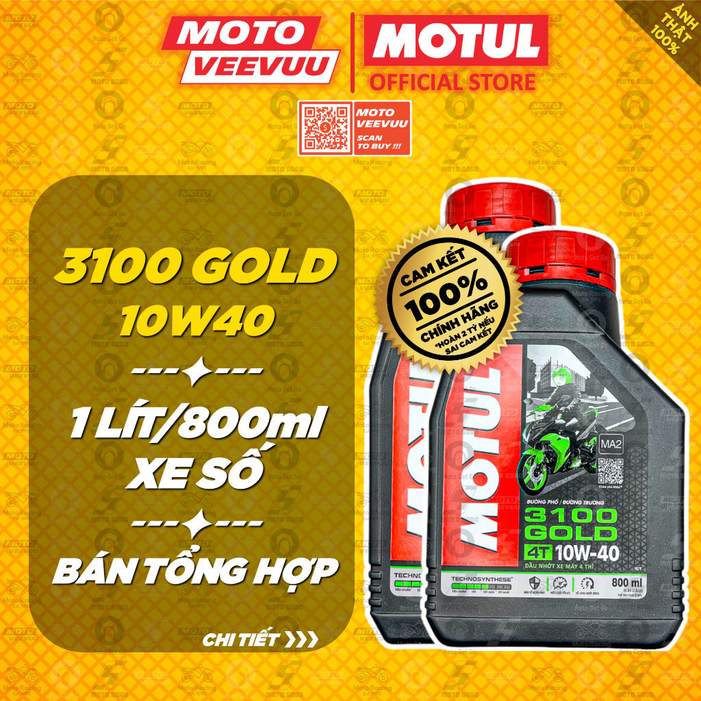 [MTVV] Dầu nhớt xe số MOTUL 3100 GOLD 4T 10W40 SM/SL MA2 800ml & 1 Lít ...