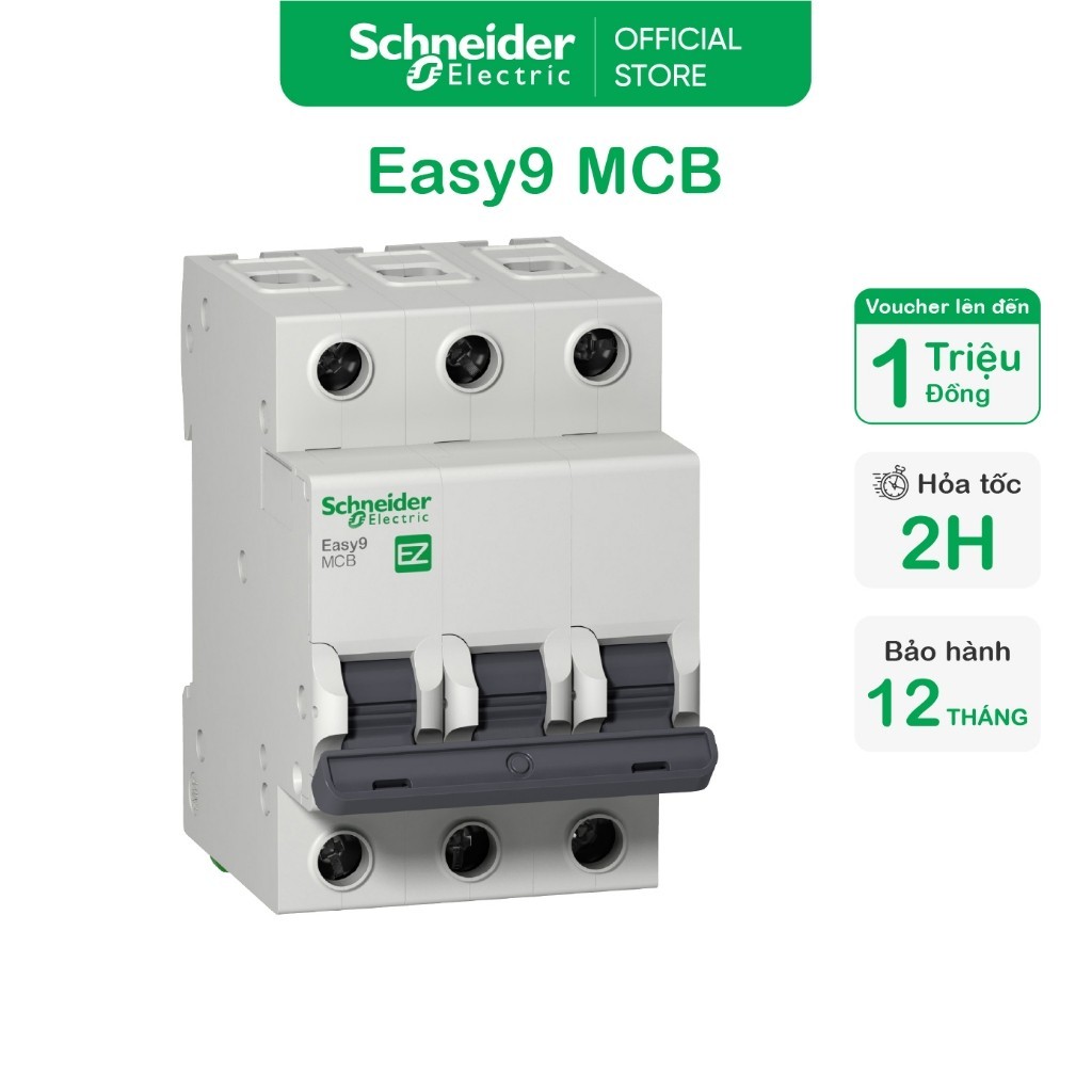 Cầu dao MCB 3P 4.5kA Easy9 Schneider - EZ9F34306 EZ9F34310 EZ9F34320 EZ9F34325 EZ9F34332 ...