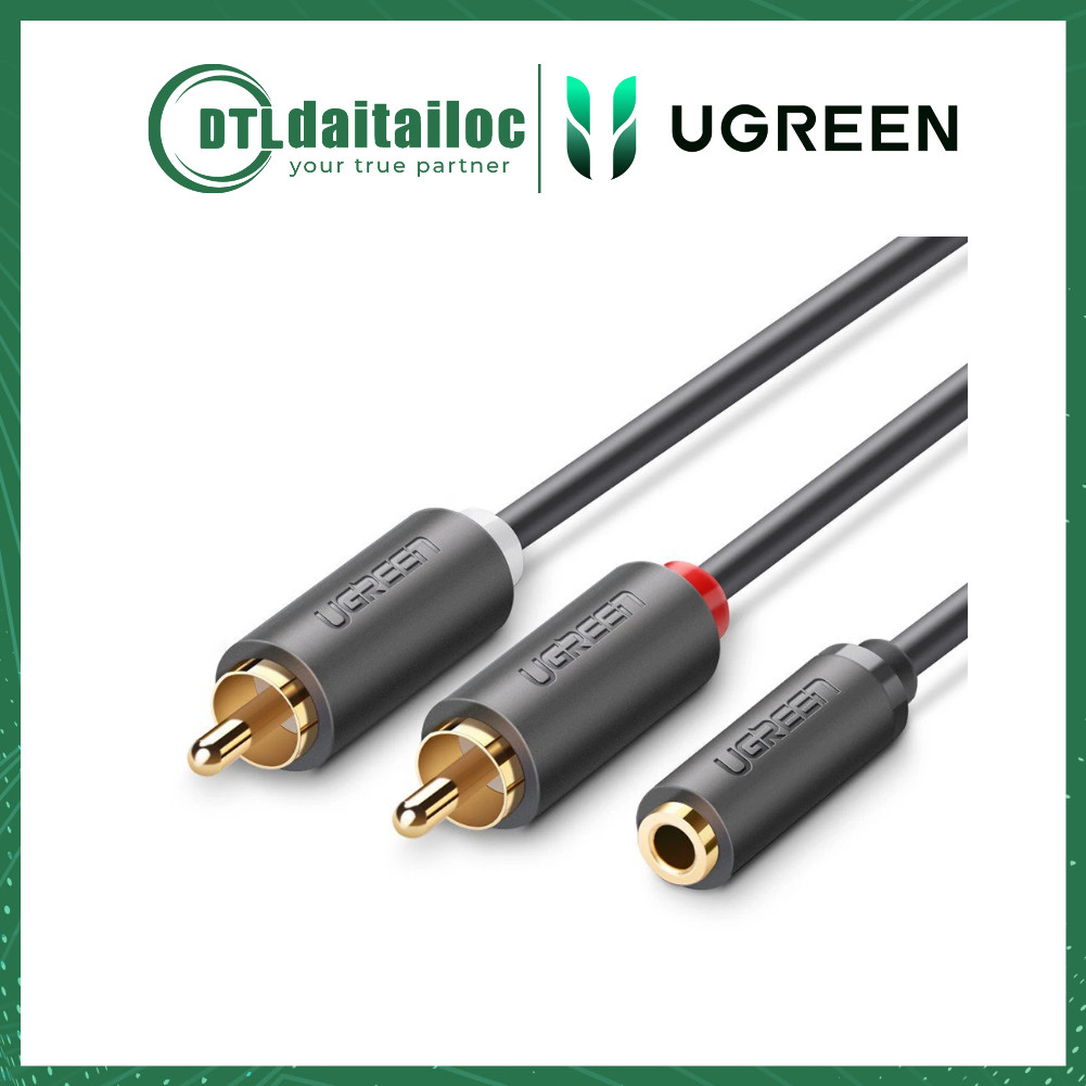 Cáp Audio Ugreen 3.5mm Ra 2 RCA (Hoa Sen) Dài 20cm Mạ Vàng Ugreen 10561 - Hàng Chính Hãng ...