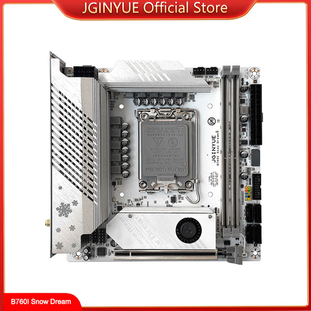 Jginyue B760i-Snow Dream Bo mạch chủ LGA 1700 Hỗ trợ Intel Core 12th 13th DDR4 3200mhz RAM mini ...