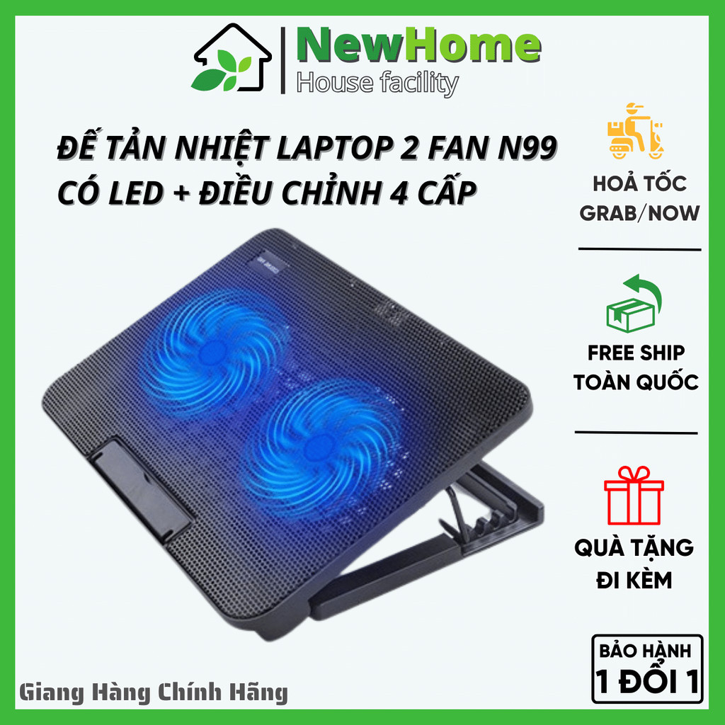 Đế Tản Nhiệt Laptop Máy Tính Macbook N99 2 Fan Có Led - Điều Chỉnh Nâng ...