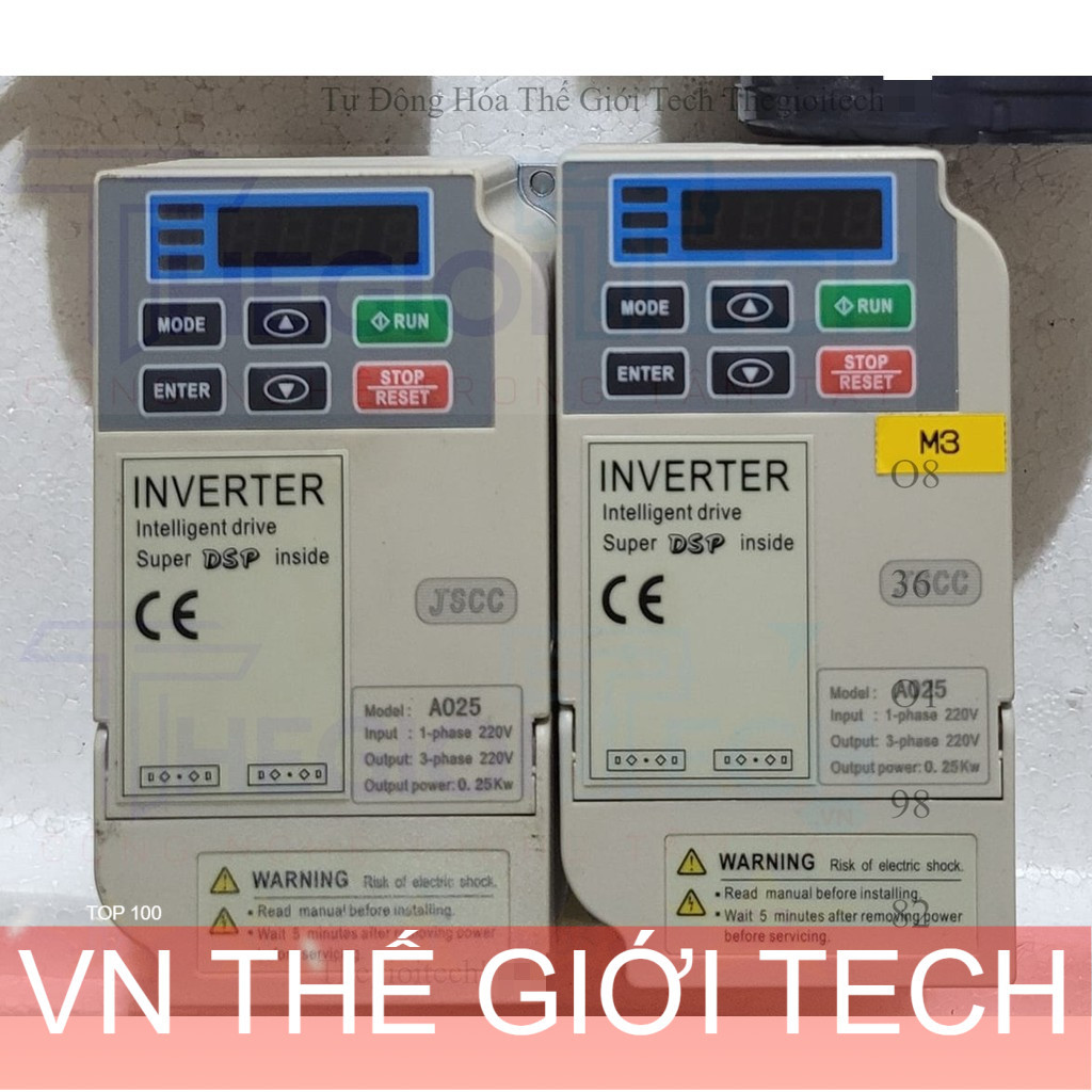 Biến tần JSCC A025 nguồn 220VAC VÀO 1P RA 3P công suất 0.25kW tháo máy, Phù hợp điều khiển motor ...