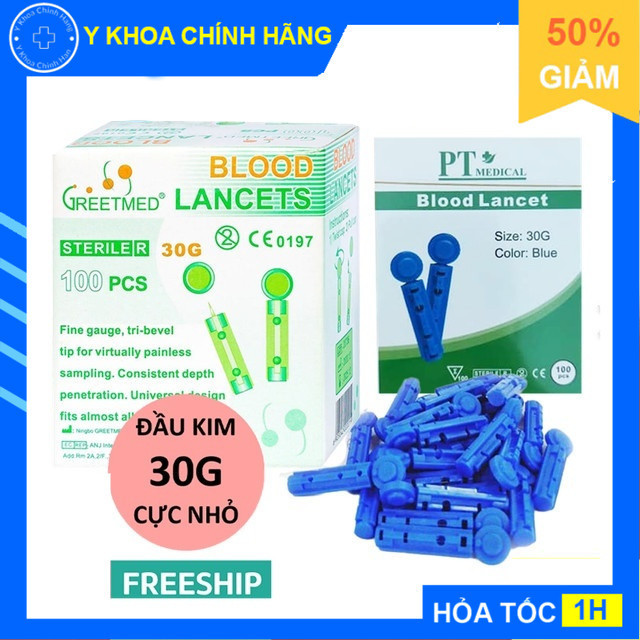 Kim Thử Đường Huyết Blood Lancet (Tròn 4 Cạnh) (Hộp 100 Kim) | Shopee ...