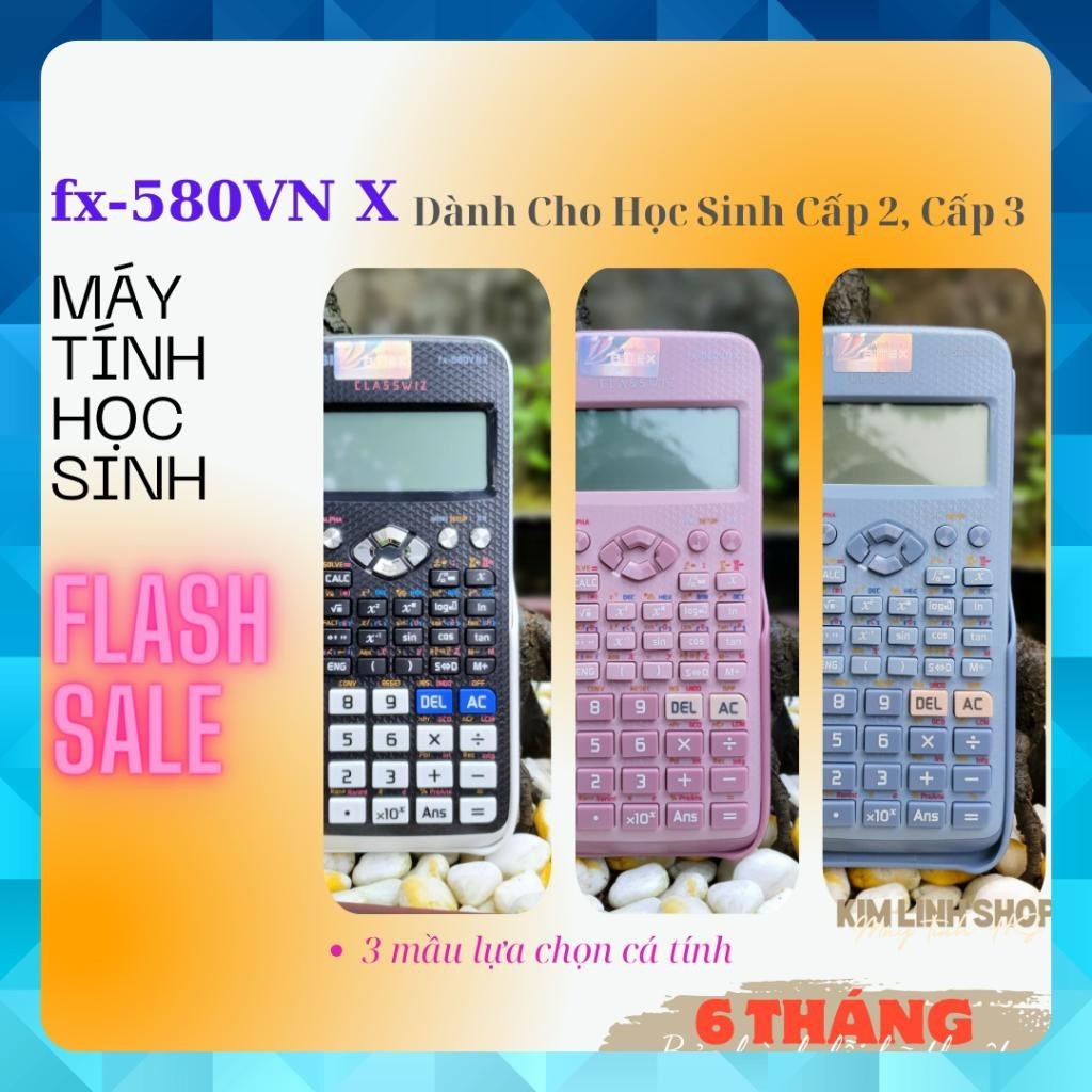 Máy tính Casio 580, Máy tính Fx580VN X, Dòng máy thường, Bảo hành lỗi 1 ...
