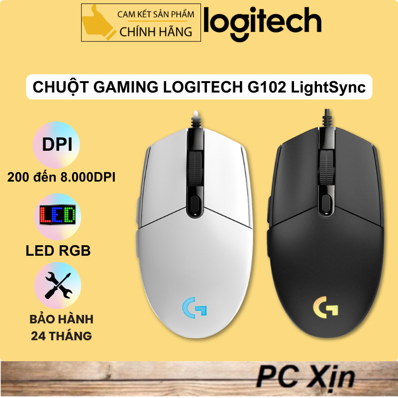 Chuột Gaming LOGITECH G102 Gen2 LightSync (LED RGB , DPI 200-8000DPI) Chính hãng bh24t | Shopee ...