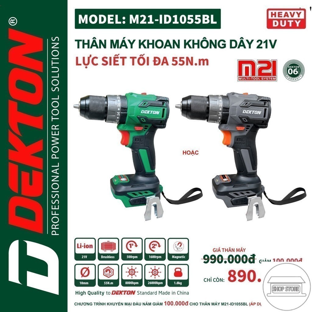 Thân Máy Khoan pi.m DEKTON M21- ID1055BL - 1055 - Bản xám Khoan 3 chức năng . SHOP STORE ...