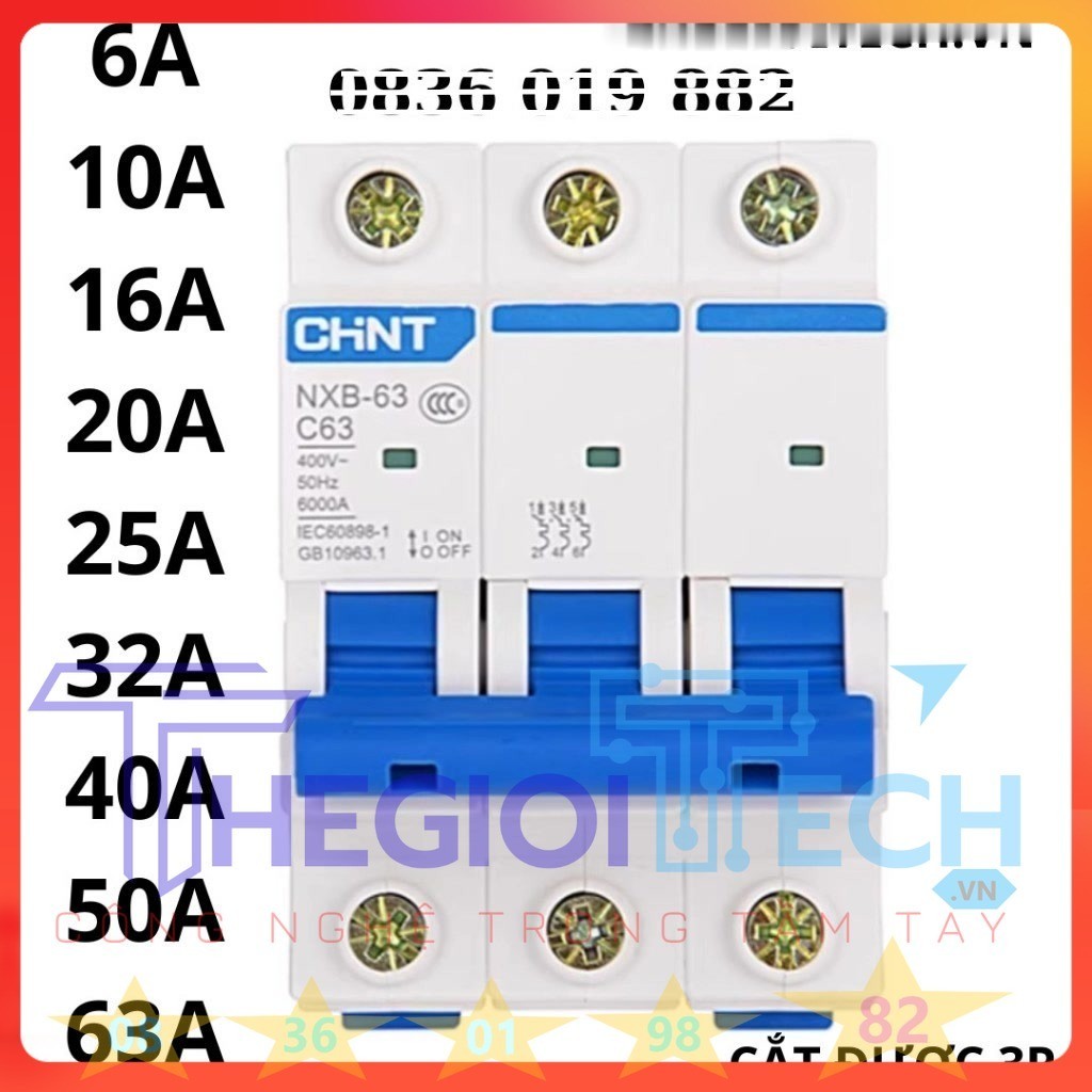 TH Aptomat MCB 1P+N 1P 2P 3 Pha NXB-63 NXB-40 ChinT 6A 10A 16A 20A 25A 32A 40A 50A 63A, Cầu dao ...