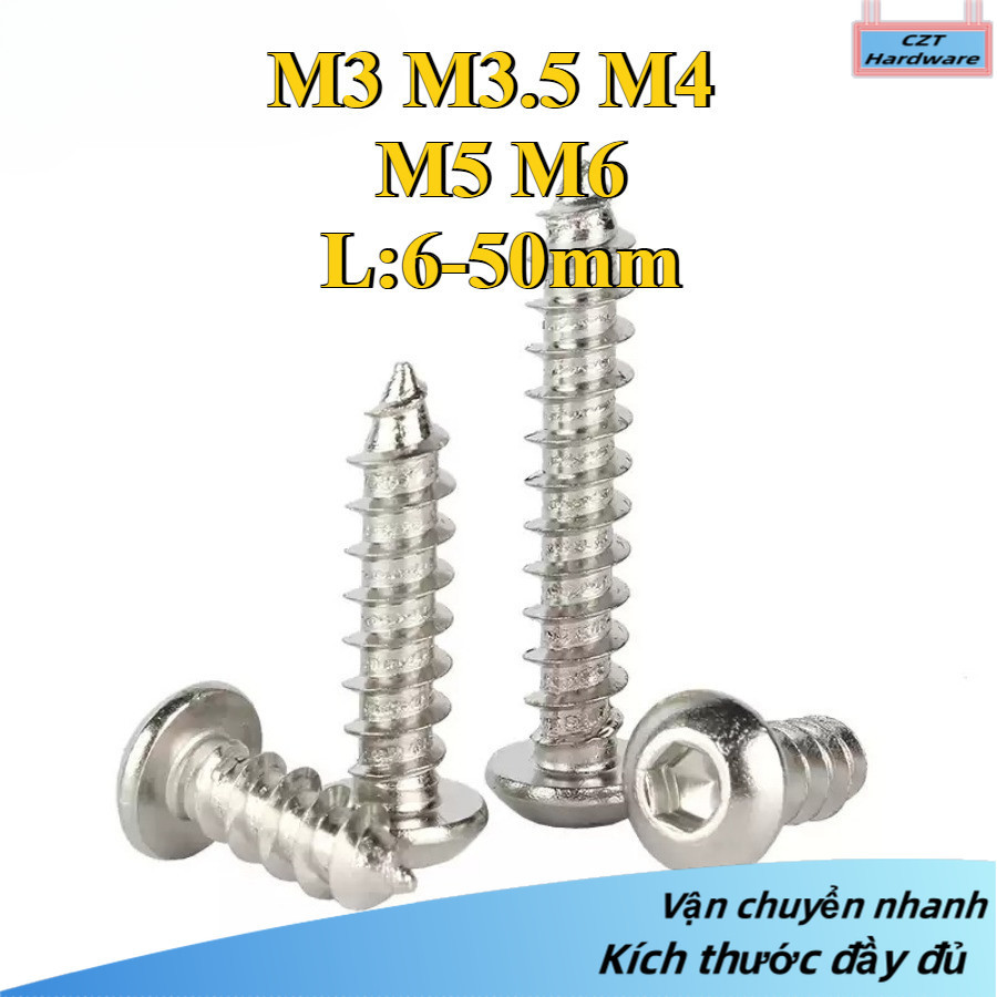 Ốc Vít Đầu Tròn Bằng mạ niken/Vít Đầu Lục Giác Tròn Bằng M3 / M3.5 / M4 / M5 / M6 * L6-50mm (CZT ...