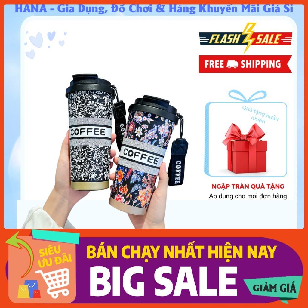 Ly Giữ Nhiệt Coffee Họa tiết Vintage Inox 316 Phong Cách CHAGEE 500ml Sang Trọng Kèm Ống Hút ...