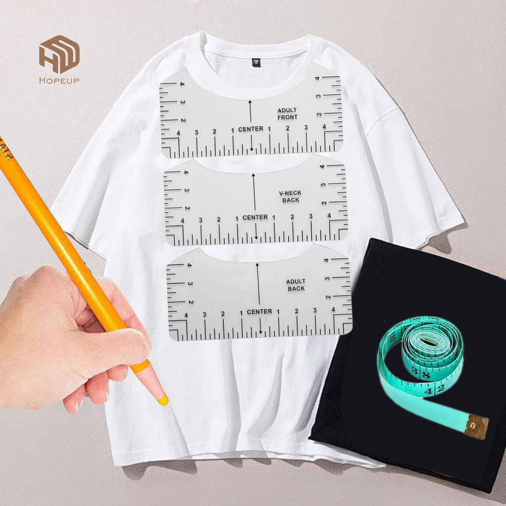 [Hopeup] 8 Cái Hướng dẫn thước căn chỉnh áo thun với số tỷ lệ và dấu ...